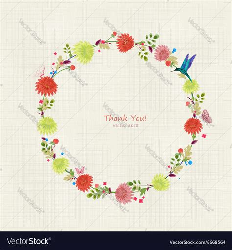 Round Floral Frame For Your Design Thank You Vector Image