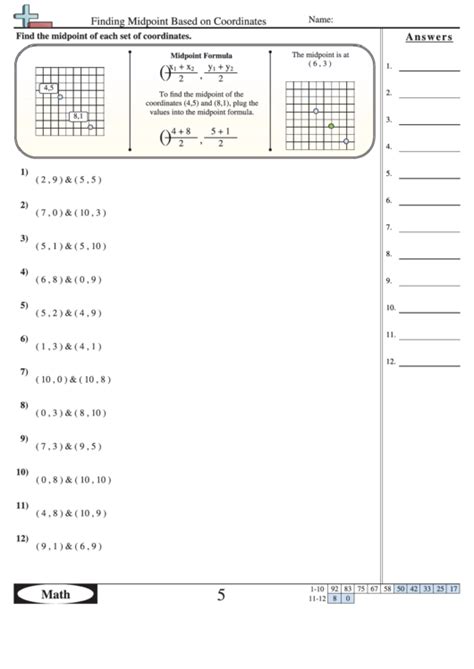 Finding Midpoint Based On Coordinates Printable Pdf Download