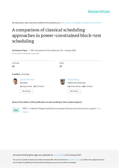 pdf a comparison of classical scheduling approaches in power