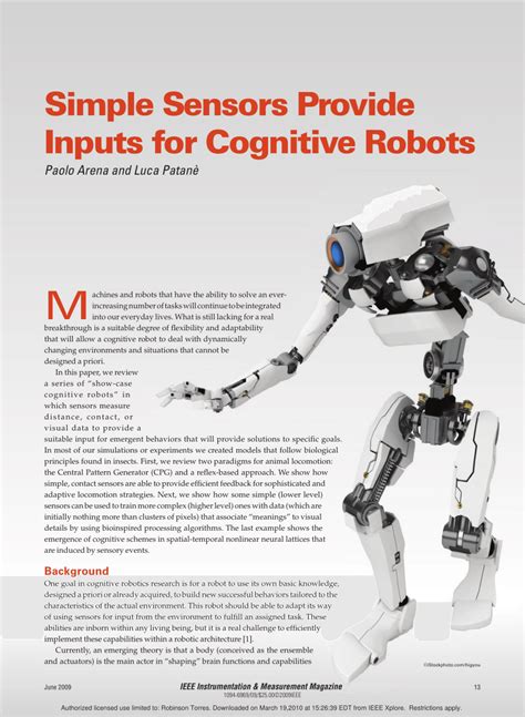 Pdf Simple Sensors Provide Inputs For Cognitive Robots