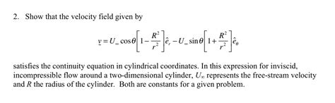 Solved 2 Show That The Velocity Field Given By Satisfies The