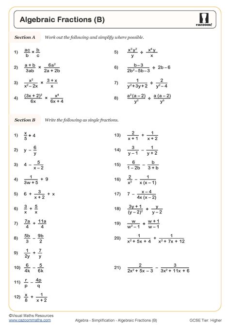 Algebraic Fractions Multiply And Divide 3 Pdf Teaching Worksheets Library