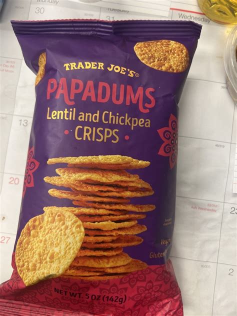 Trader Joes Papadums Lentil And Chickpea Crisps Food Library