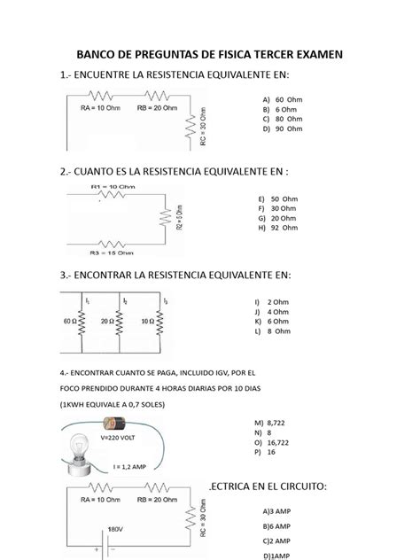 Preguntas De Fisica Concurso De Conocimientos Pdf