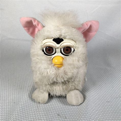 Vtg 1998 Snowball White Furby With Pink Ears And Brown Eyes Tested Not