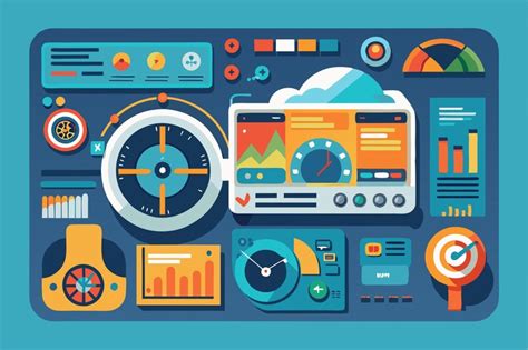 A Colorful Dashboard Design Features Various Data Analytics Tools