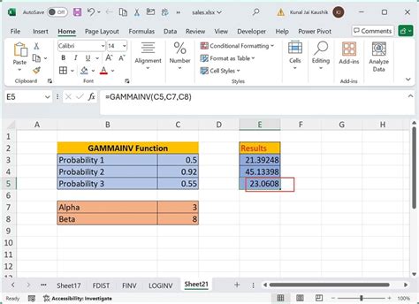 Excel Gammainv Function
