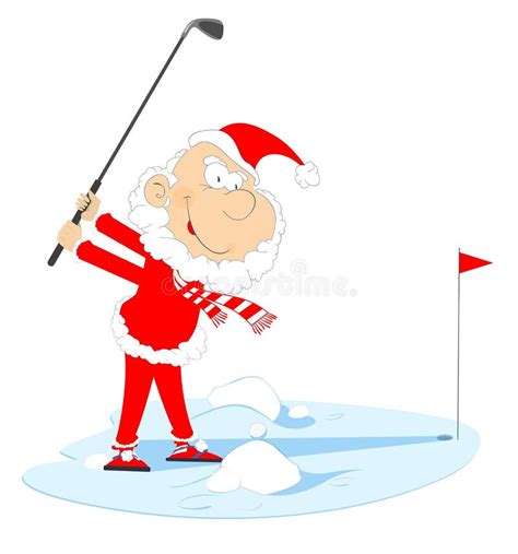 El Gracioso Papá Noel Juega A La Ilustración Del Golf Ilustración Del