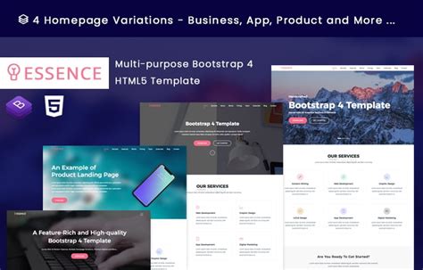 Essence Multi Purpose Bootstrap 4 Template Graygrids