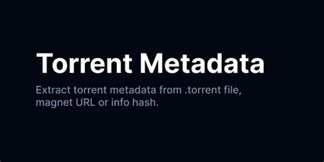 GitHub Schardev Torrent Metadata Web App To Extract Metadata From Torrent File Magnet URI