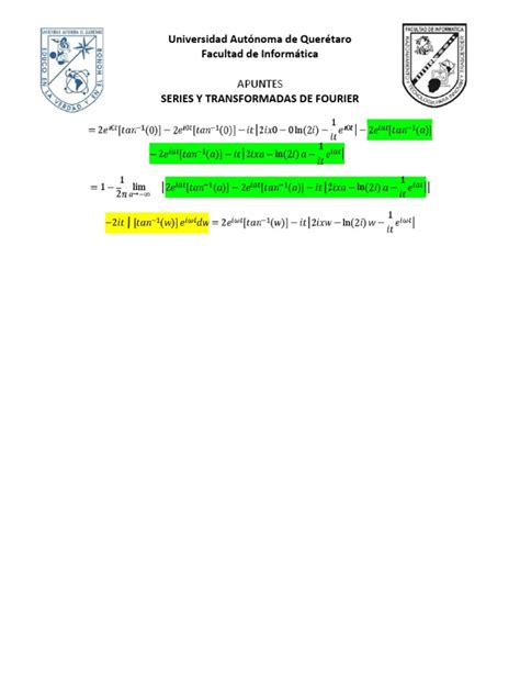 Transf Inversa De Fourier Ejemplos Pdf Transformada De Fourier