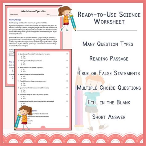 Grade 6 Science Adaptation And Speciation Worksheet Pdf Ngss Aligned