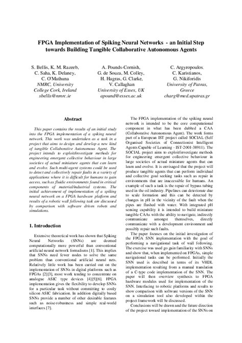 Pdf Fpga Implementation Of Spiking Neural Network