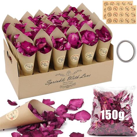 Mbsomnus Confeti Para Boda Biodegradable Set G Petalos De Rosa Piezas Conos Arroz