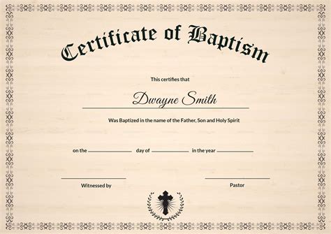 Certificate Of Baptism Template Free
