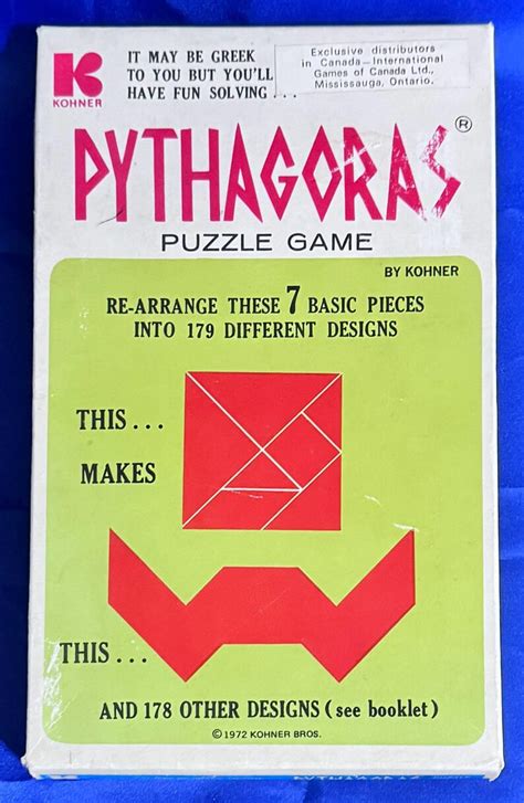 Vintage Kohner 1972 Pythagoras Puzzle Game With Original Box And