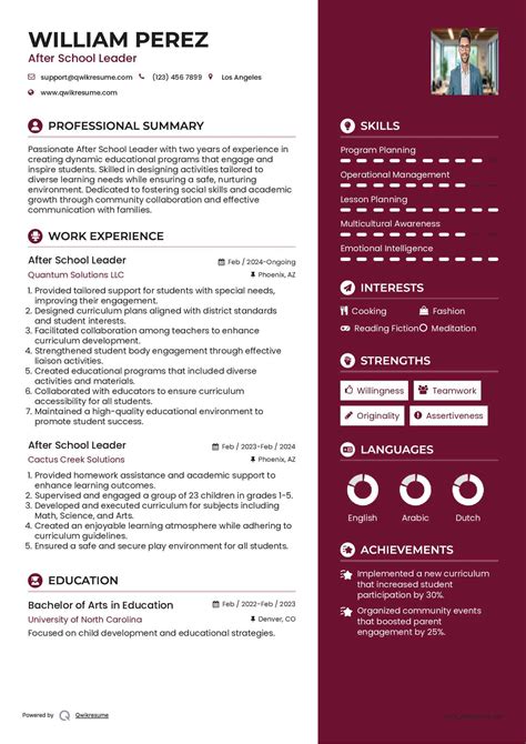 10 After School Leader Resume Samples And Templates For 2026