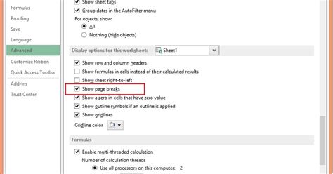 excelflash how to remove page break lines