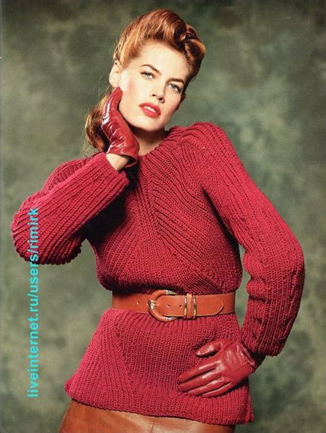 Оригинальный пуловер со сменой направления вязки от французских модельеров спицы Обсуждение