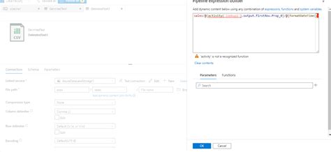 azure data factory error activity is not a recognized function