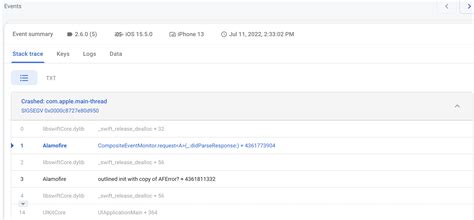 crash compositeeventmonitor · issue 3635 · alamofire alamofire · github