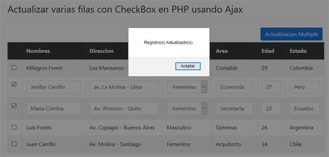 Actualizar Varias Filas Con Checkbox En Php Usando Ajax Baulphp