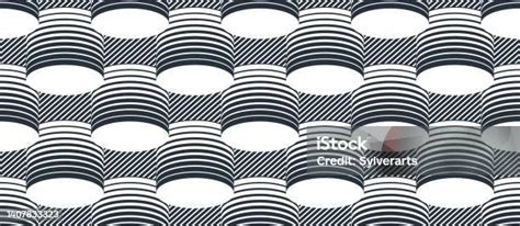튜브 Op Art 원활한 벡터 배경 반복 타일 착시 패턴 섬유 또는 포장지 웹 사이트 배경 또는 벽지 3차원 형태에 대한 스톡