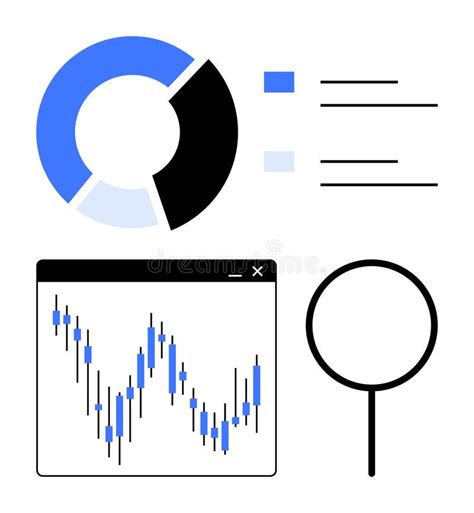 Business Analytics Tools With Pie Chart Bar Graph Line Graph And Magnifying Glass Stock