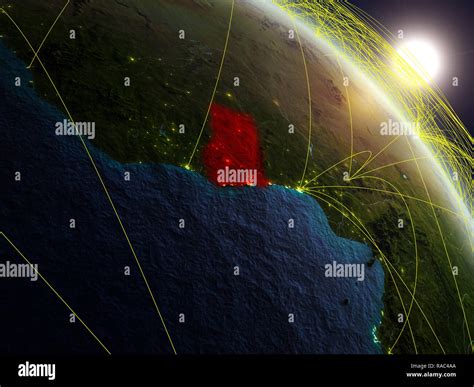 Ghana From Space On Realistic Model Of Planet Earth With Network Concept Of Digital Technology