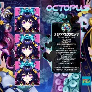 Marina Inkwave Octopus Girl Vtuber Model Anime Live2d Premade Etsy