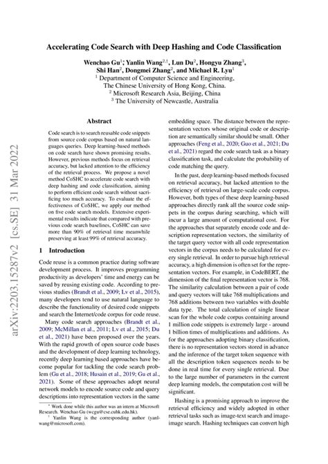 Accelerating Code Search With Deep Hashing And Code Classification Deepai