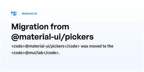 从 material ui pickers 迁移 material ui mui 组件库