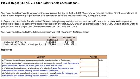 [get Answer] Pr 7 8 Algo Lo 72 73 Star Solar Panels Accounts For Star Solar Panels Accounts For