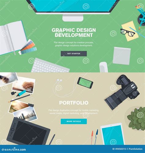 Set Of Flat Design Illustration Concepts For Graphic Design Development