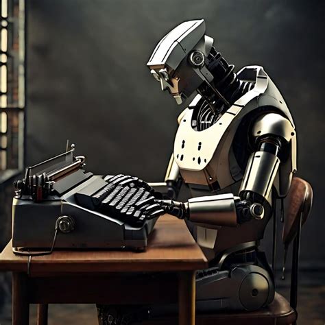 Premium Photo Robot Typing On A Typewriter Ai
