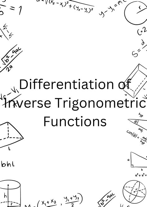 Class 12 Differentiation Differentiation Of Inverse Trigonometric