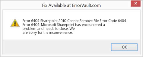 How To Fix Error Sharepoint Cannot Remove File Error Code Error