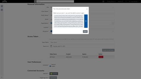 Access Token Documentation Coscine