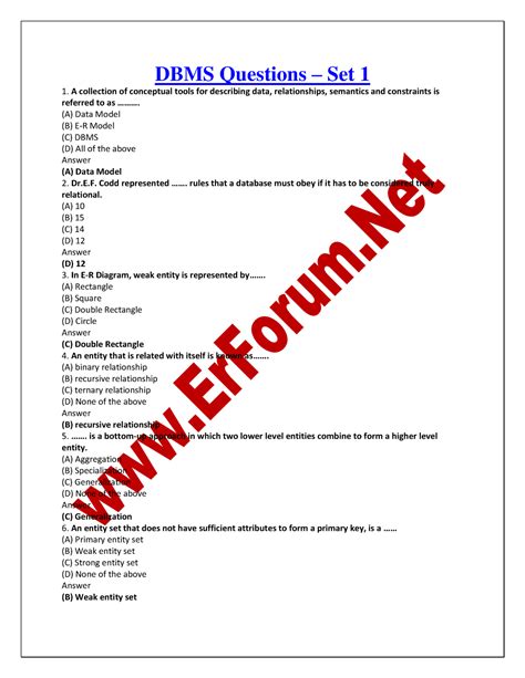 DBMS Question SET MCQ DBMS Questions Set A Collection Of Conceptual Tools For