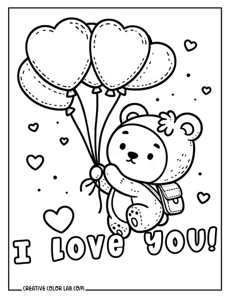 Teddy Bear That Says I Love You Coloring
