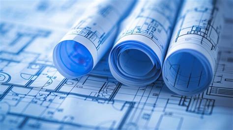 Blueprint Rolls Engineering Architecture Premium Ai Generated Psd