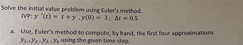Solved Solve The Initial Value Problem Using Euler S Method Chegg