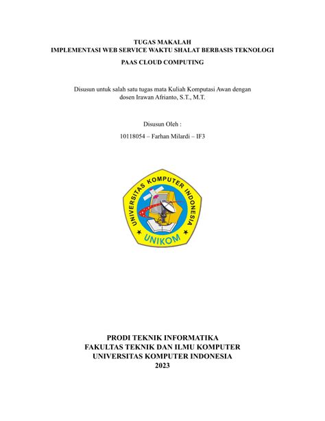 Pdf Tugas Makalah Implementasi Web Service Waktu Shalat Berbasis