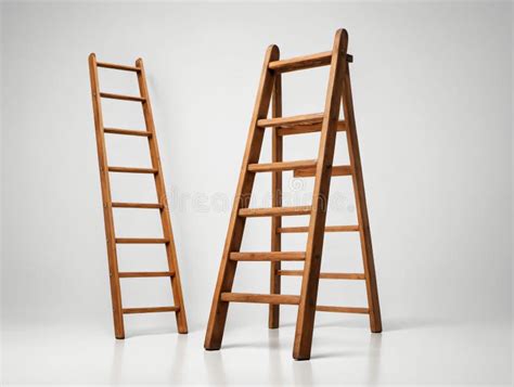 Two Wooden Ladders Standing Next To Each Other Generative AI Stock Illustration Illustration