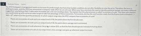 Solved 1Multiple Choice1 ﻿pointThe XYZ Company's management | Chegg.com