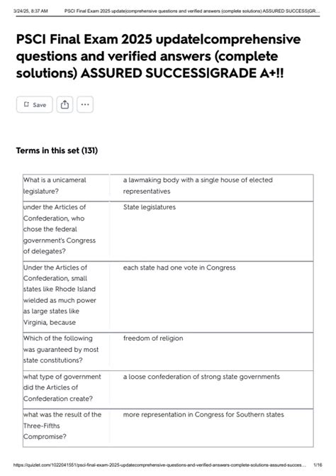 Psci Final Exam 2025 Updatecomprehensive Questions And Verified Answers Complete Solutions