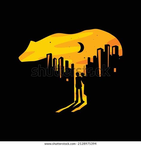 Vector Silhouette Boy Girl Peeking Night Stock Vector Royalty Free