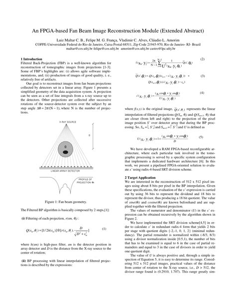 Pdf An Fpga Based Fan Beam Image Reconstruction Module