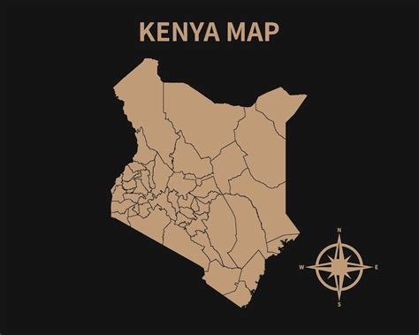 Premium Vector Detailed Old Vintage Map Of Kenya With Compass And