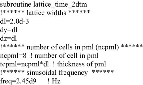 A Script Example For Lattice Size Time Step And Sinusoidal Frequency